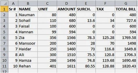 Microsoft Excel Calculation Of Bill And Mark Sheet By Msexcel
