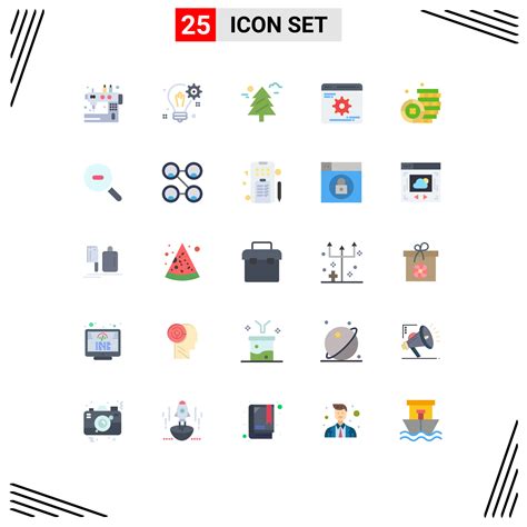 Mobile Interface Flat Color Set Of 25 Pictograms Of Optimization Development Gear Cogwheels