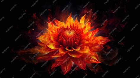 Premium Ai Image Fiery Flower Generative Ai