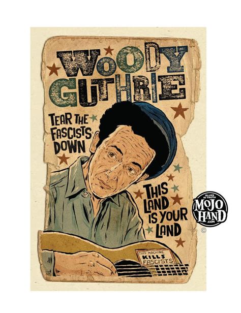 Woody Guthrie Tribute Art Print 12x18 Signed By The Poster Artist