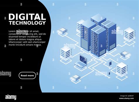 Concept Of Data Network Management Vector Isometric Map With Business Networking Servers