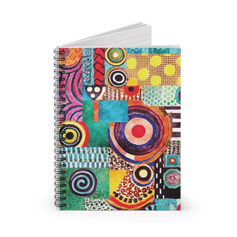 Abstract Art Spiral Notebook Colorful Design 118 Ruled Pages Etsy