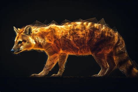 A Thylacine Tasmanian Tiger Rendered In A Blend Of Soft Gradients And Fragmented Shapes