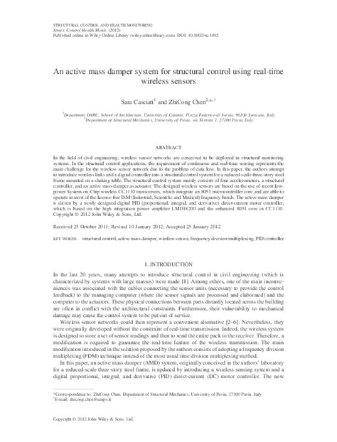Pdf An Active Mass Damper System For Structural Control Using Real