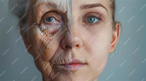 La Imagen Muestra Una Comparación Entre Una Mujer Joven Y Una Anciana