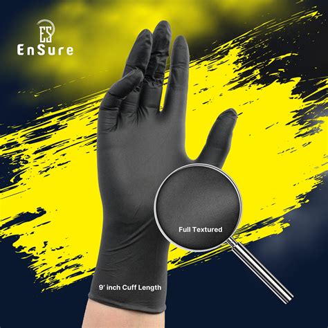 Ensure Low Dermatitis 7 Mil Black Nitrile Exam Gloves