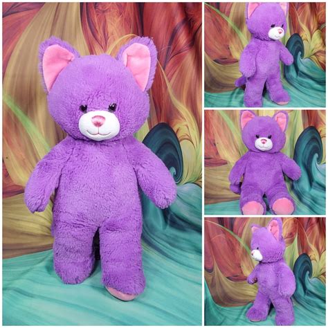 16 Build A Bear Purple Cat Plush Pink Stuffed Kitty Soft Bab Etsy