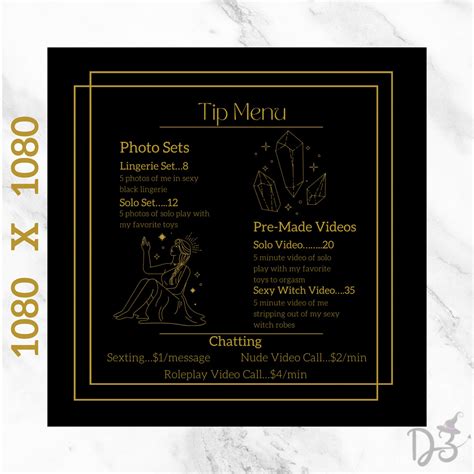 Onlyfans Tipping Menu Editable Template Witchy Onlyfans Menu Canva Template Adult Content