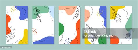 편집 가능한 소셜 미디어 스토리 템플릿 세트입니다 파스텔 색상의 손으로 그린 유기적 인 모양의 추상적 인 배경입니다 소셜 미디어 스토리를 위한 트렌디한 디자인 벡터 일러스트