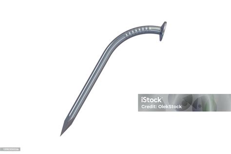 흰색 배경에 고립 된 하나의 곡선 금속 손톱 3d 렌더링 3차원 형태에 대한 스톡 사진 및 기타 이미지 3차원 형태 가정 생활 강철 Istock