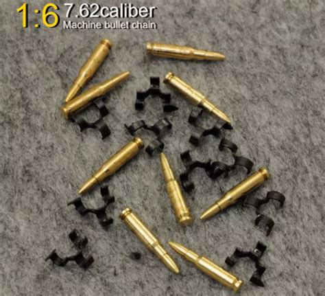 50pcs 1 6 Scale 7 62 Caliber Machine Bullet Ammunition Belt For Soldier