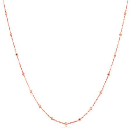 Small 18k Solid Gold Bead Link Necklace Rose Gold Yellow Gold Jewelryeva