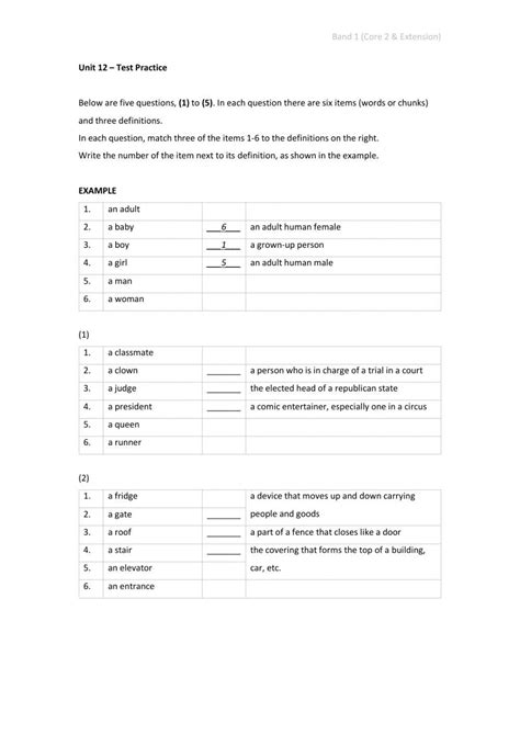 465919 Band 1 Core 2 And Extension Unit 12 Test