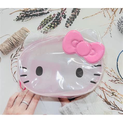 Hello Kitty 造型透明化妝包 經典 蝦皮購物