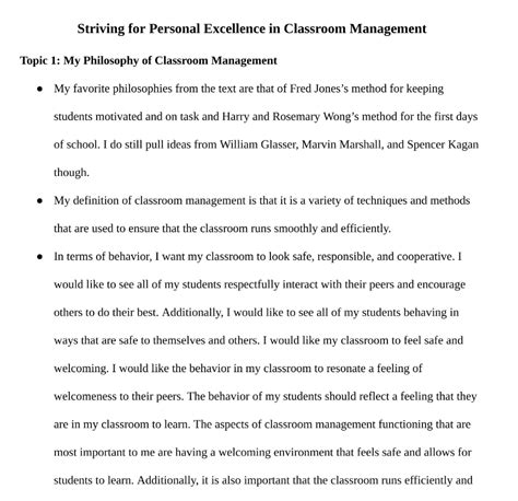 Classroom Management Action Plan Made By Teachers