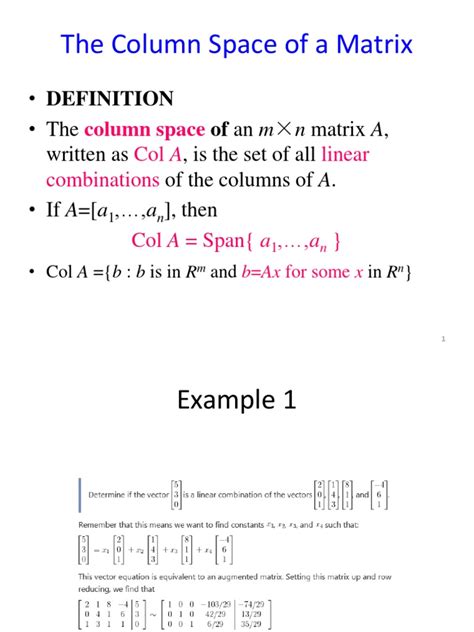 The Column Space Of A Matrix Pdf