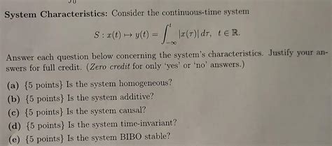 solved system characteristics consider the continuous time