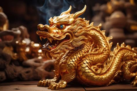Golden Dragon Figure Ai Generated Stock Image Image Of Chinese