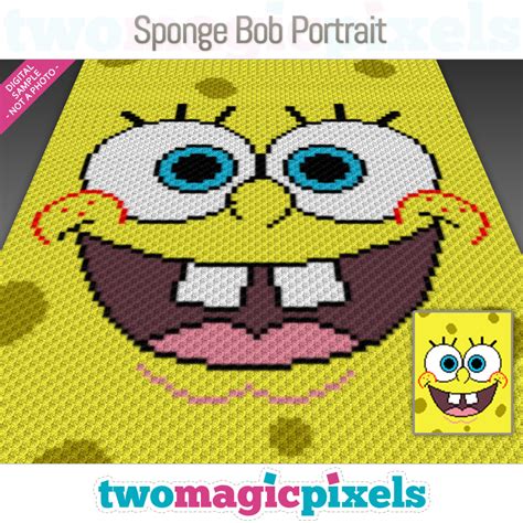 Sponge Bob Portrait C2c Graph Sc Graph Cross Stitch Graph By Two