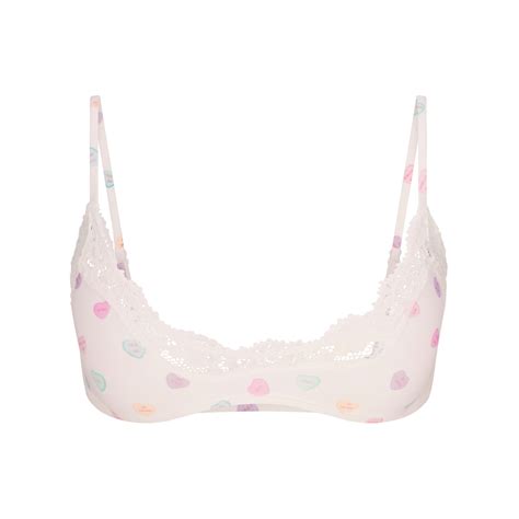 Fits Everybody Lace Scoop Bralette Marble Candy Heart Print