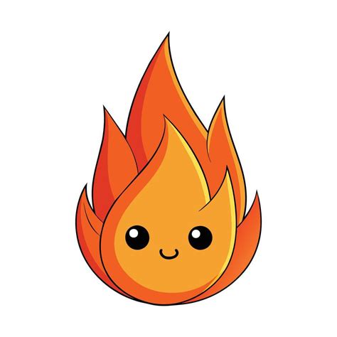 Fire Flame Icon Fire Flame Cute Emoji Character Isolated On A White Background 42237362 Vector