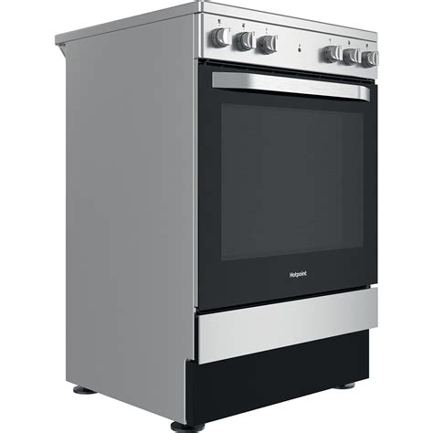 Hotpoint 60cm Electric Cooker With Ceramic Hob Silver Hs67v5khx