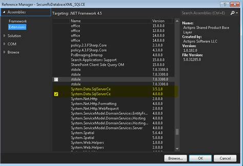 Net Sql Ce 40 In Reference Manager Of Vs Stack Overflow