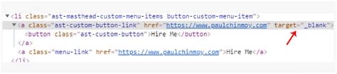 Adding Target Blank On Button Extra Navigation In Astra Theme Paul Chinmoy
