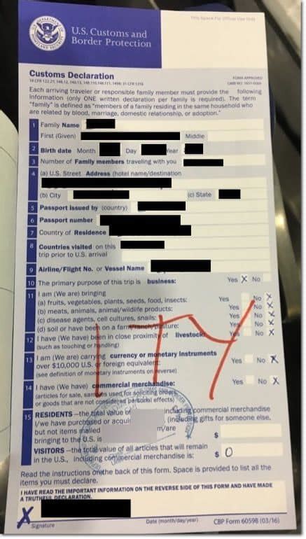 Sample U S Customs Declaration Form How To Fill Cbp 6059b Form
