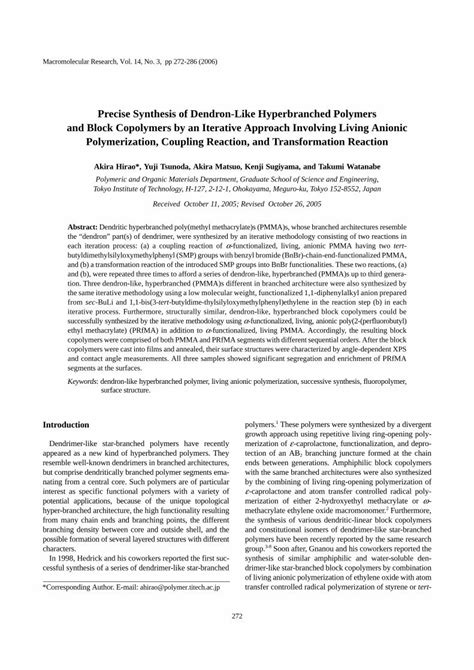 Pdf Precise Synthesis Of Dendron Like Hyperbranched Polymers Dokumen Tips