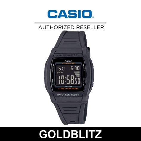 Casio W-201-1B W201-1B W-201-1 W201-1 10 year battery Blackout Sport ...