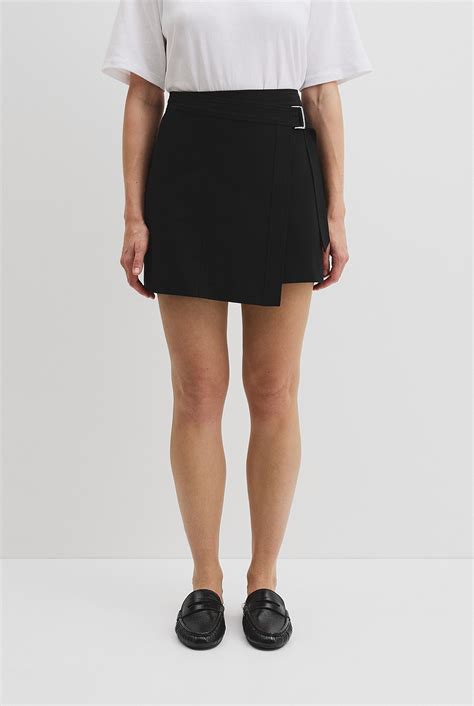 Black Organically Grown Cotton Wrap Mini Skirt Skirts Country Road