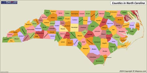 North Carolina County Map List Of Counties In North Carolina