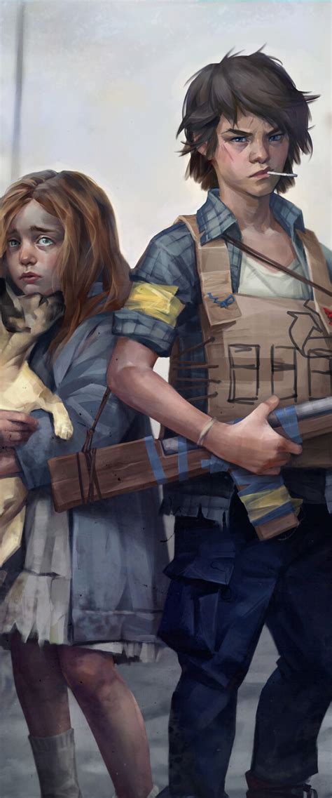 750x1800 Post Apocalyptic Siblings Illustration 750x1800 Resolution