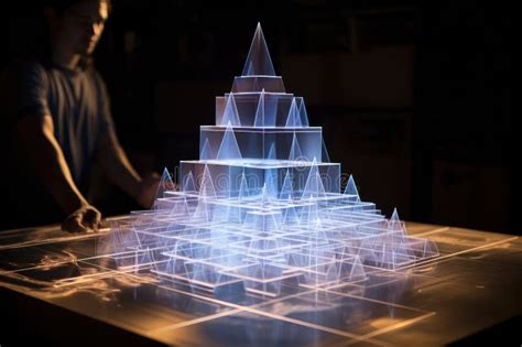 A Man Stands Next To A Large Scale Model Of A Building Examining Its