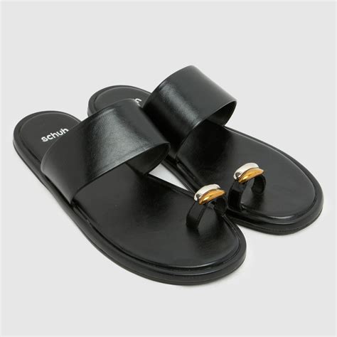 Womens Black Schuh Thyme Metal Toe Loop Sandals Schuh