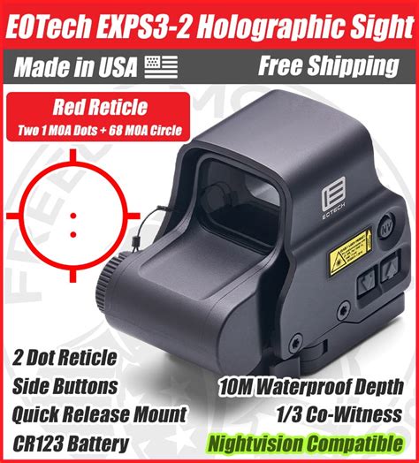 Eotech Exps3 2 Holographic Red Dot Sight Two 1 Moa Dots 68 Moa Outer