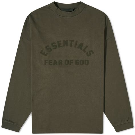 Fear Of God Essentials Mens Spring Long Sleeve Printed T Shirt In Ink Fear Of God Essentials