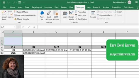 Record Entry And Exit Times With Barcodes In Excel Excel Quickbooks Page Layout
