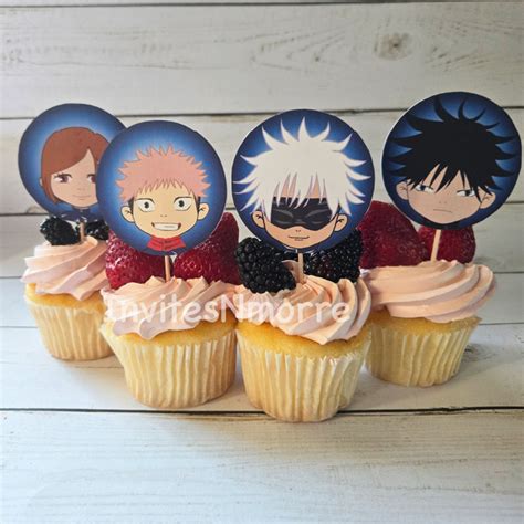 Birthday Anime Cupcake Jujutsu Kaisen Toppers Set Printables Digital