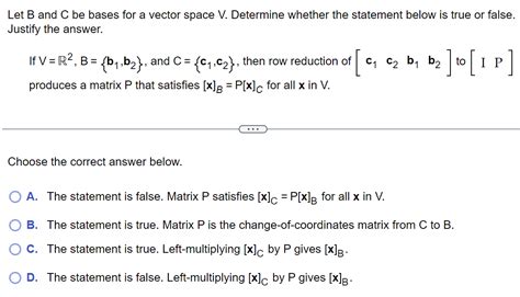 solved let b and c be bases for a vector space v determine