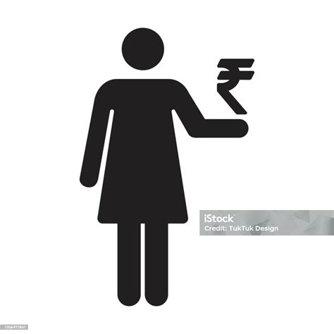 평평한 색상 글리프 픽토그램에서 비즈니스 및 금융을위한 여성 아이콘 벡터 통화 기호와 루피 기호 Xrp에 대한 스톡 벡터 아트 및 기타 이미지 Istock