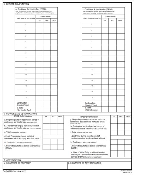 Da Form 1506 Statement Of Service