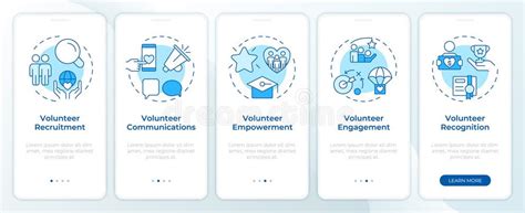 Volunteer Management Components Blue Onboarding Mobile App Screen Stock Vector Illustration Of