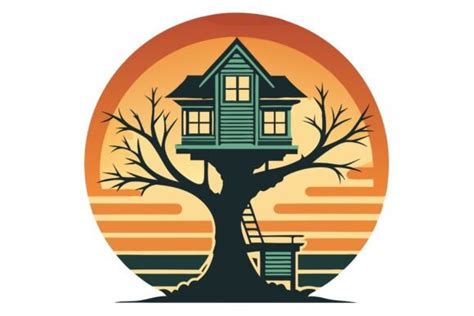 Treehouse Silhouette Vintage Art Svg Graphic By Daliapopi · Creative