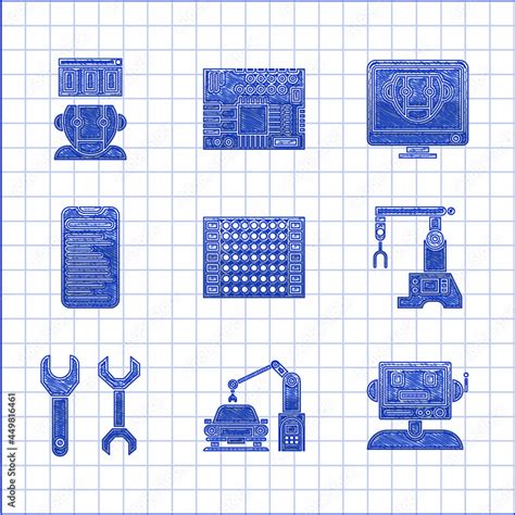 Set Printed Circuit Board Pcb Industrial Machine Robotic Robot Arm