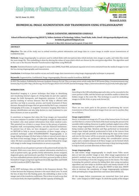 pdf biomedical image augmentation and transmission using steganography