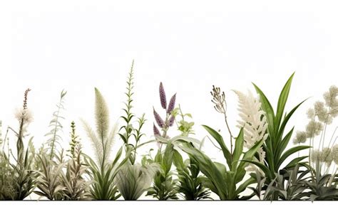 Plants And Grass On Isolated White Background Premium Ai Generated Image
