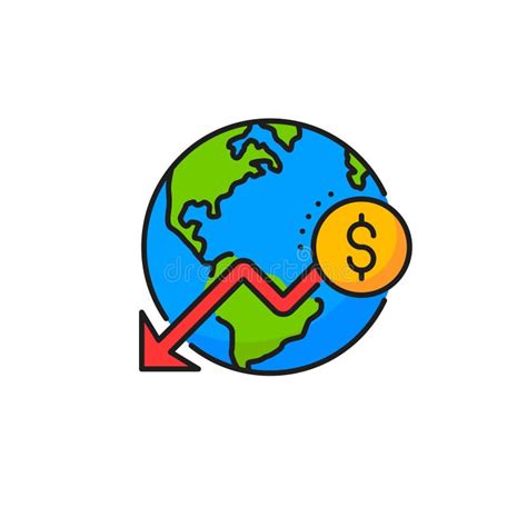 World Financial Crisis Icon Down Graph And Globe Stock Illustration