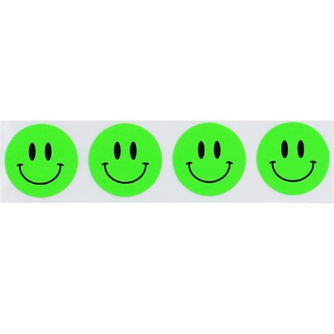 Fluorescent Green Smiley Face Stickers 3 4